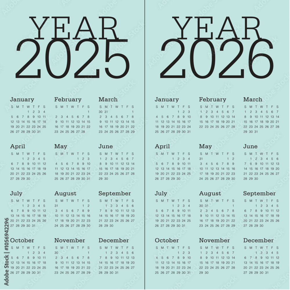 Stock-Vektorgrafik „2025 2026 year calendar vector design template“ | Adobe Stock