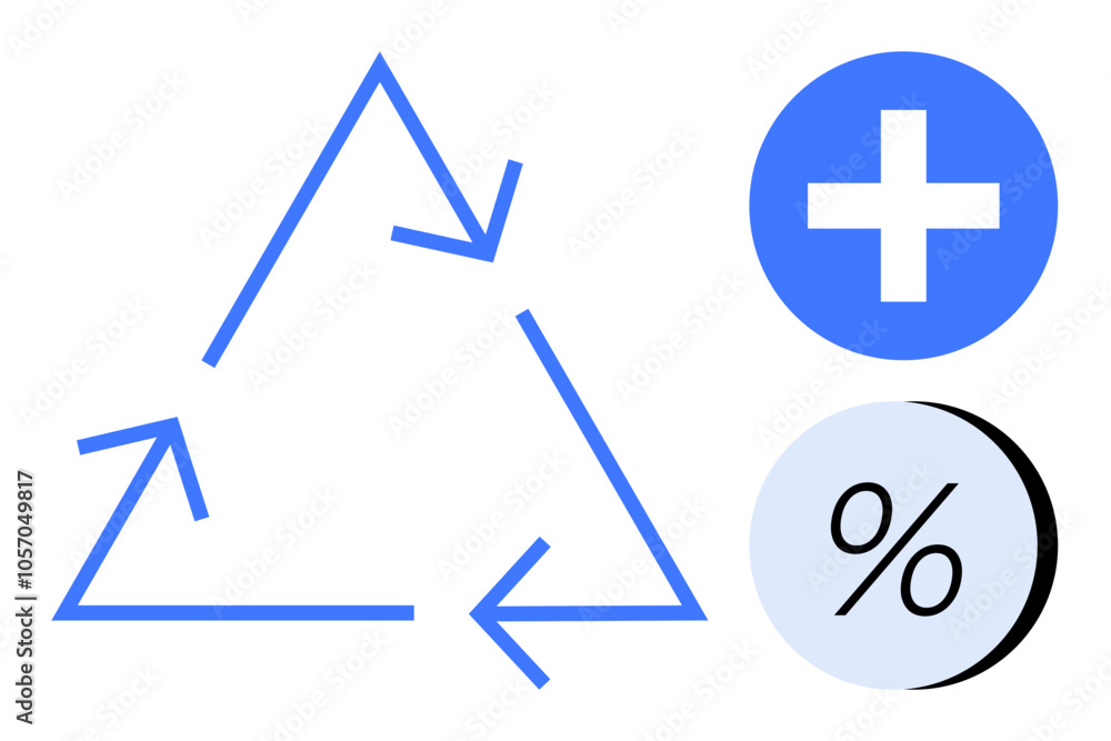 Recycling triangle with arrows connected clockwise, positioned next to ...