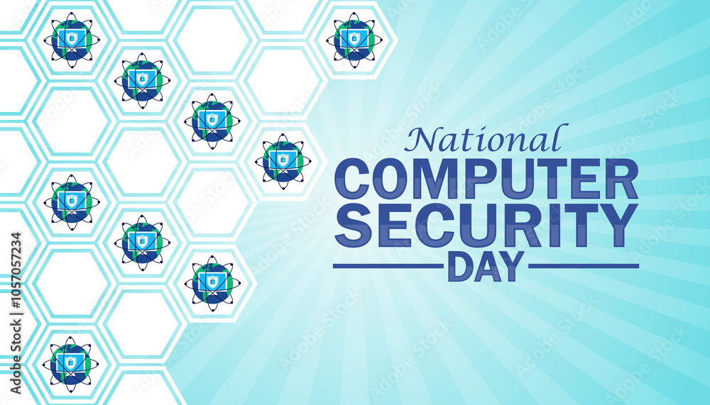 National Computer Security Day wallpaper with shapes and typography, banner, card, poster ...