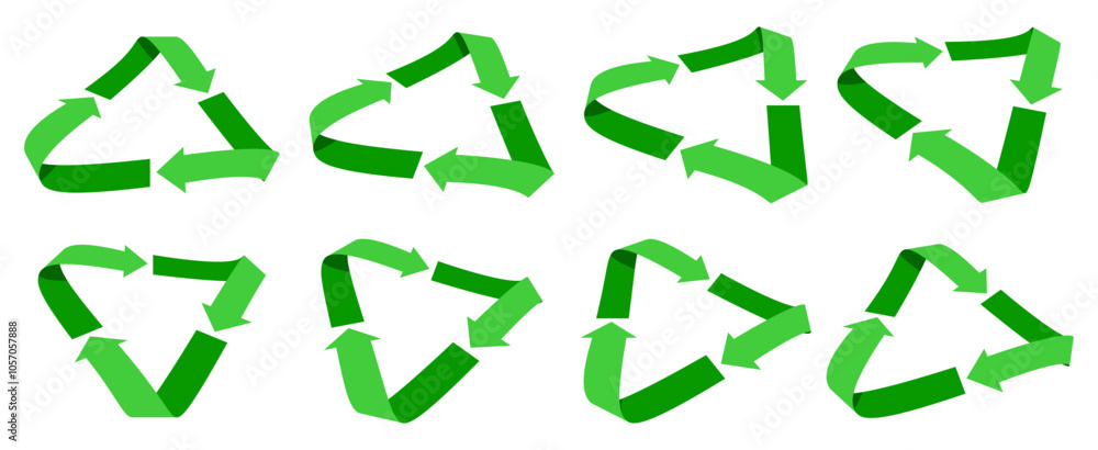 Green recycling symbol rotating animation sequence. Set of frames ...