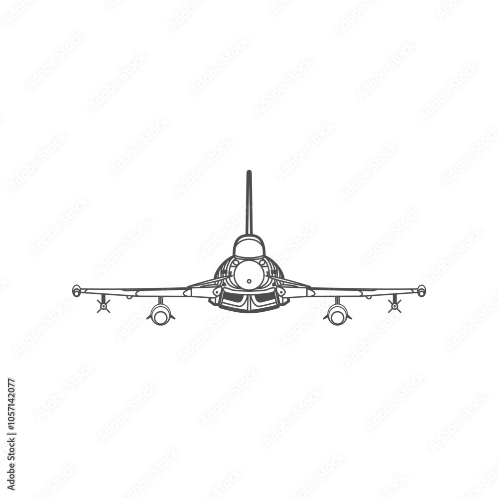 Eurofighter Typhoon fighter jet, front view, air force icon. Stock ...