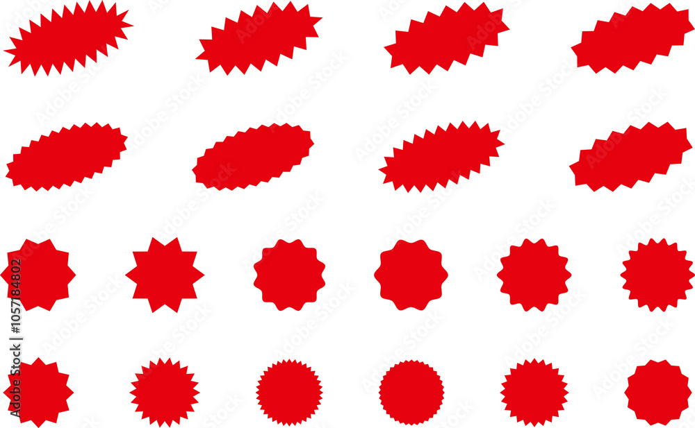 Starburst red sticker set - collection of special offer sale oval and ...