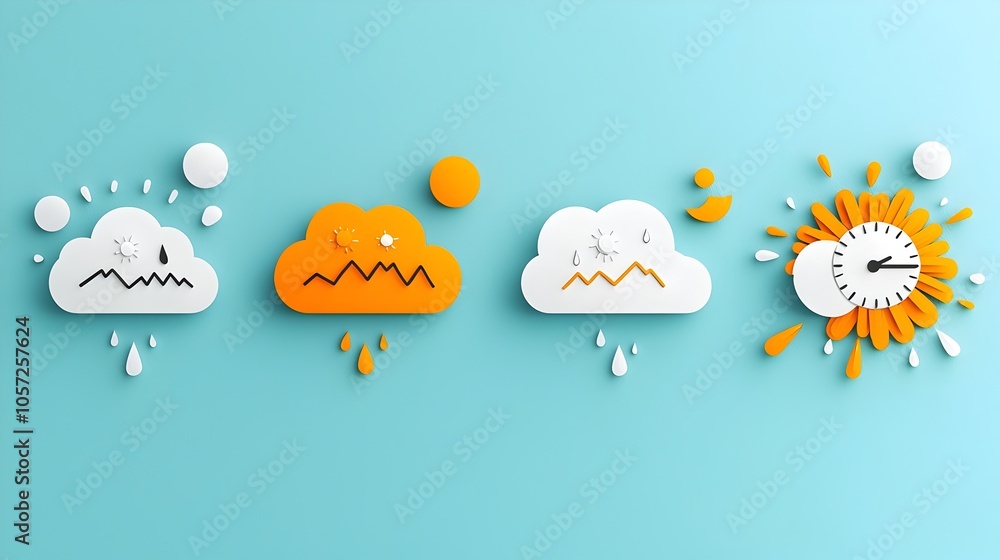 Set of simple minimalist weather icons representing the four seasons in ...