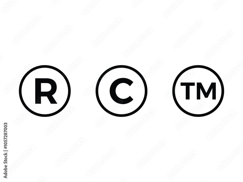 registered trademark, trademark, copyright symbol vector on transparent ...