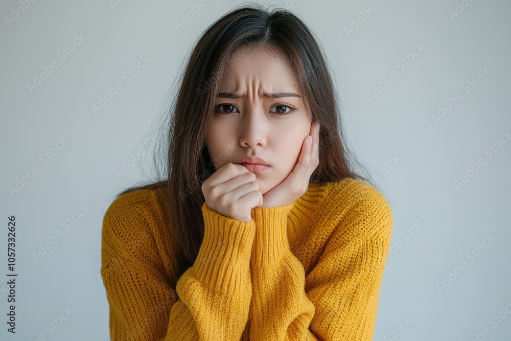 Female unhealthy Sickness, asian young woman, girl unwell and coughing ...