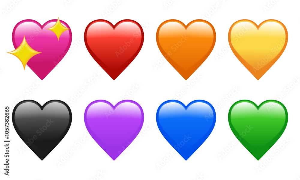 vector set of heart icons isolated on white background. hearts emoji ...