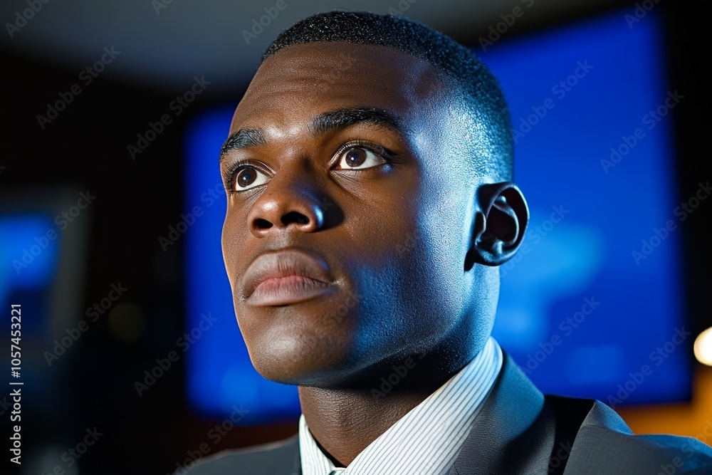 Detective reviewing security camera footage, focusing intently on ...