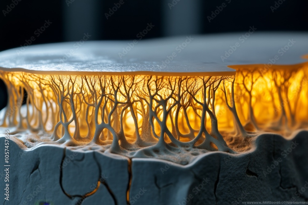High-resolution view of hair root structures within the dermis ...