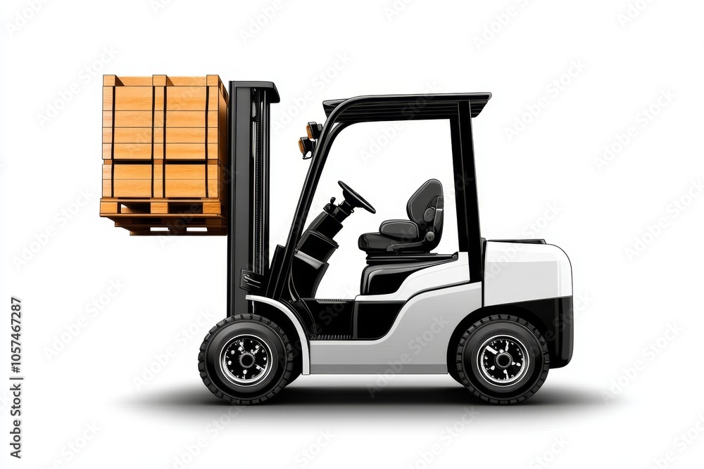 Simple outline of a forklift lifting a pallet, with clean lines ...