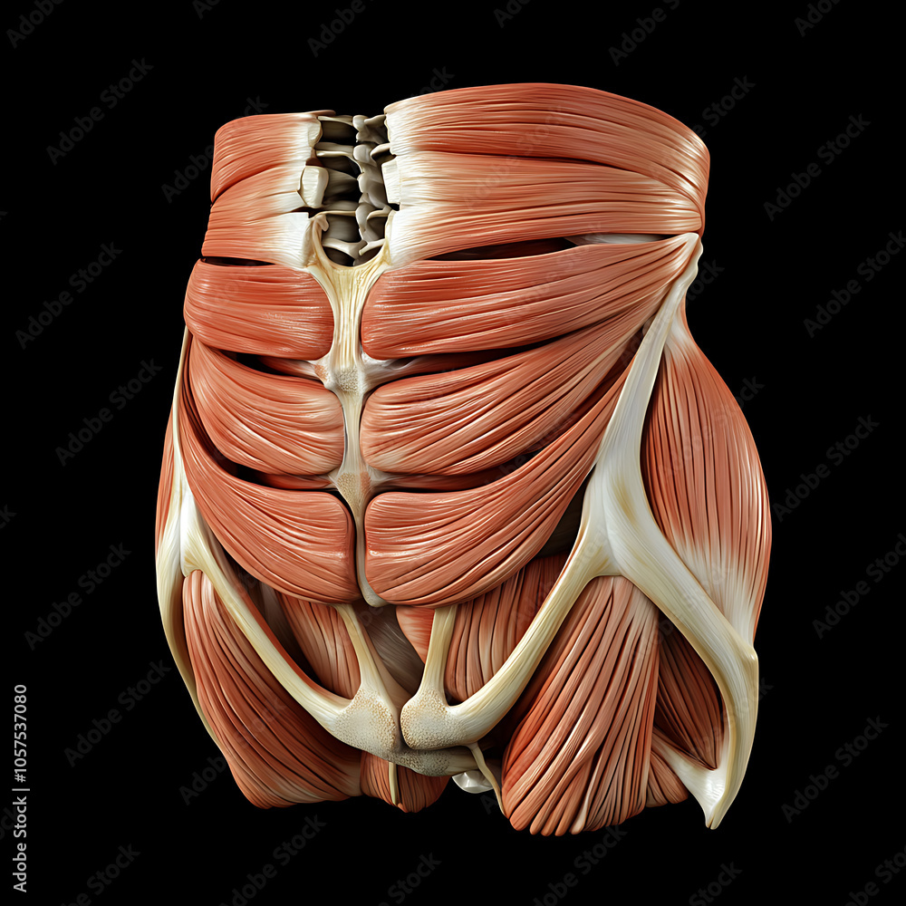Rectus abdominis abdominal muscles anatomy muscles isolated Stock ...