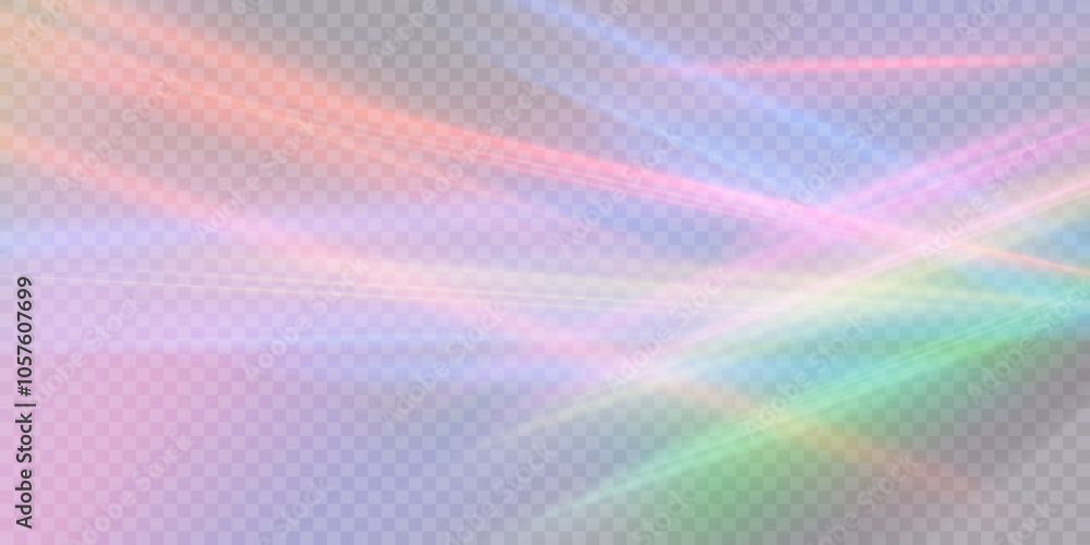 Rainbow light rays, lens flare, reflection effect from crystal, glass ...