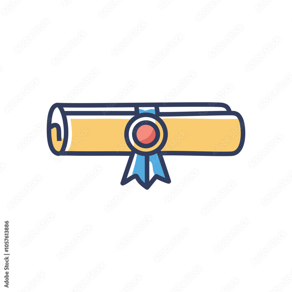 Diploma scroll certificate. Rolled diploma, achievement symbol ...