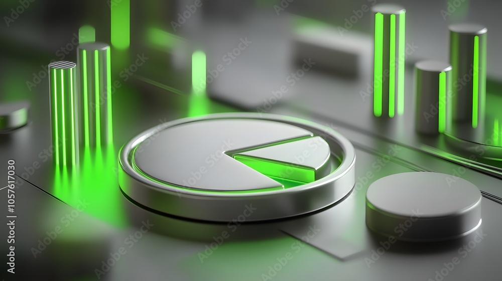 Cute isometric 3D image of 3D pie chart and bar chart in realistic ...