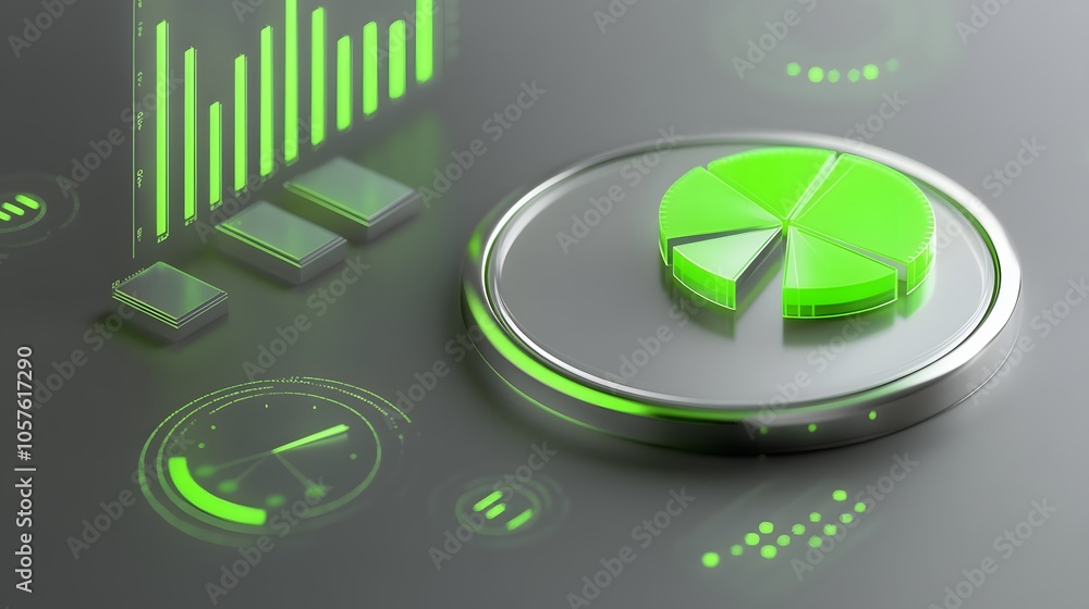 Cute isometric 3D image of 3D pie chart and bar chart in realistic ...