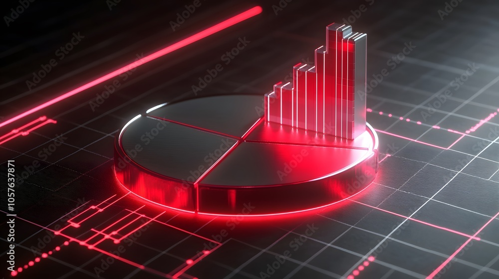 Cute isometric 3D image of 3D pie chart and bar chart in realistic ...