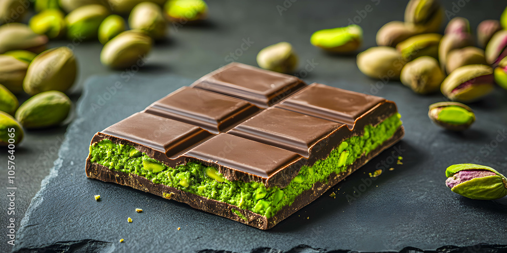 Dubai chocolate with pistachio filling and kataifi, Chocolate bar with ...