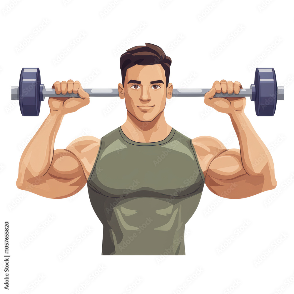 Muscular Man Weightlifting: A strong and determined man performs a ...