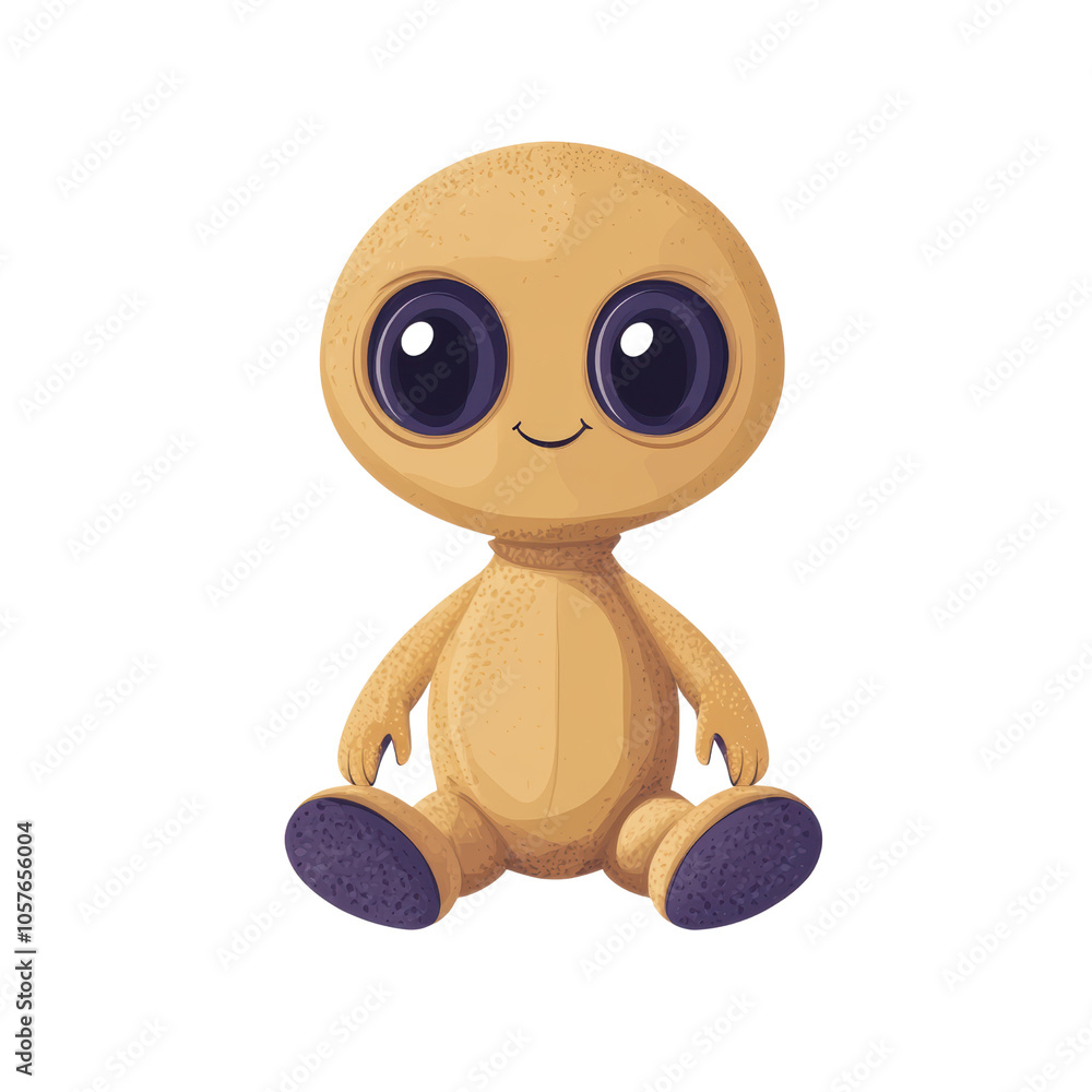Cute Cartoon Alien With Big Eyes isolated on transparent background ...