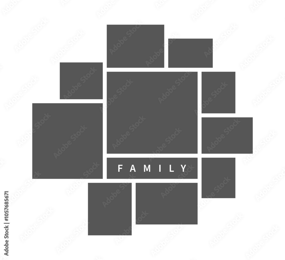 Family photo collage frames template for interior design. Vector ...