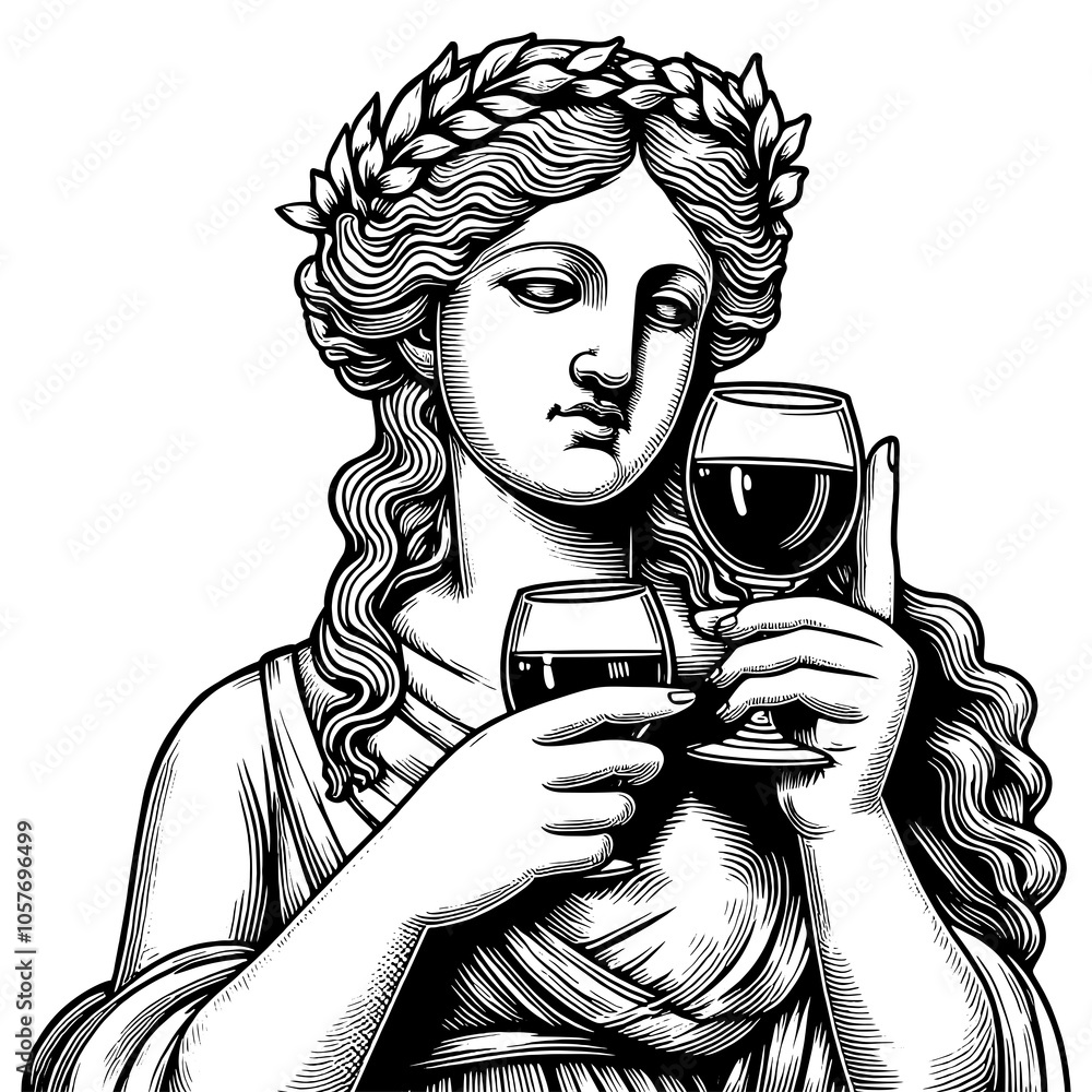 Ilustración de Stock classical goddess figure with a laurel crown ...