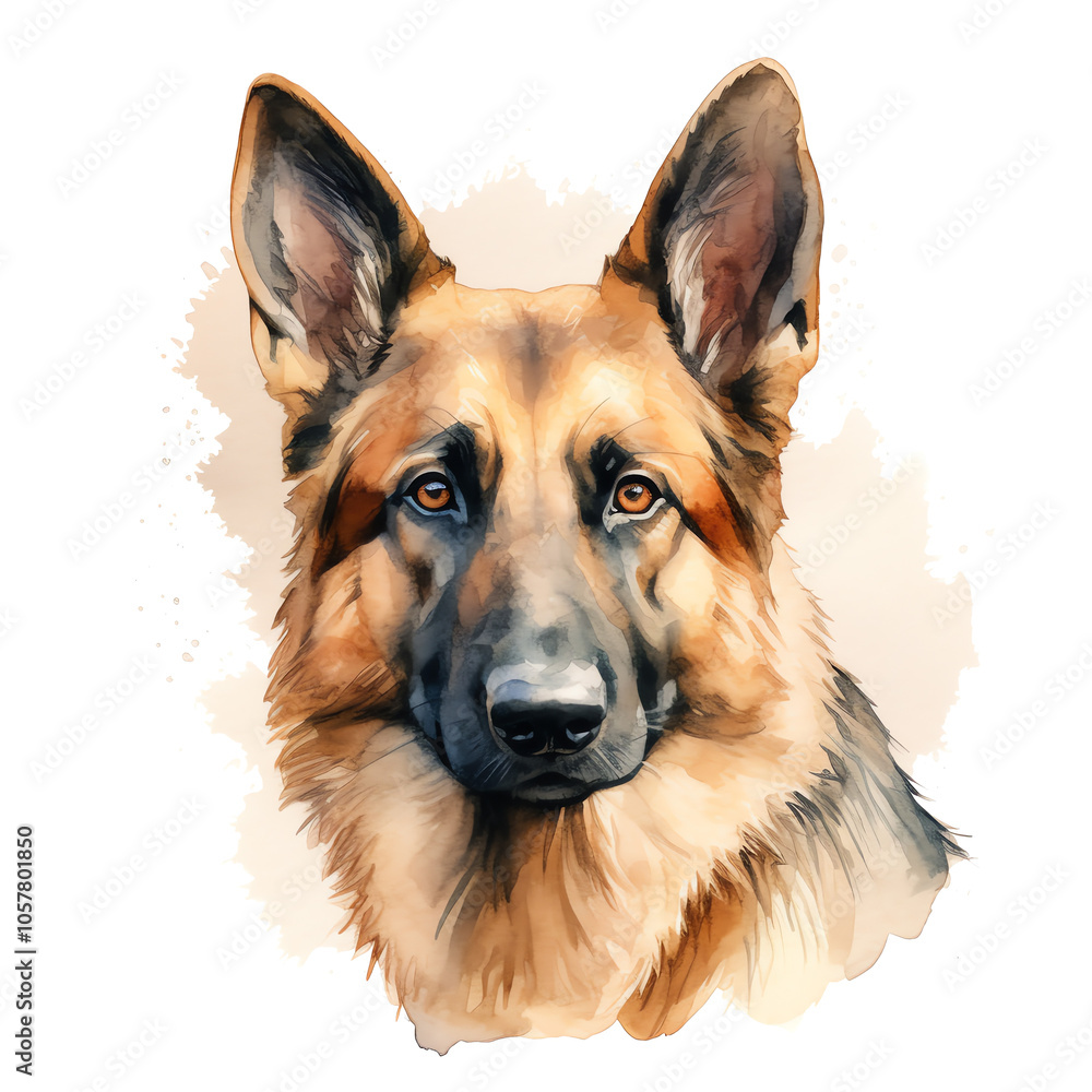 Watercolor German shepherd clipart on a isolated background ...