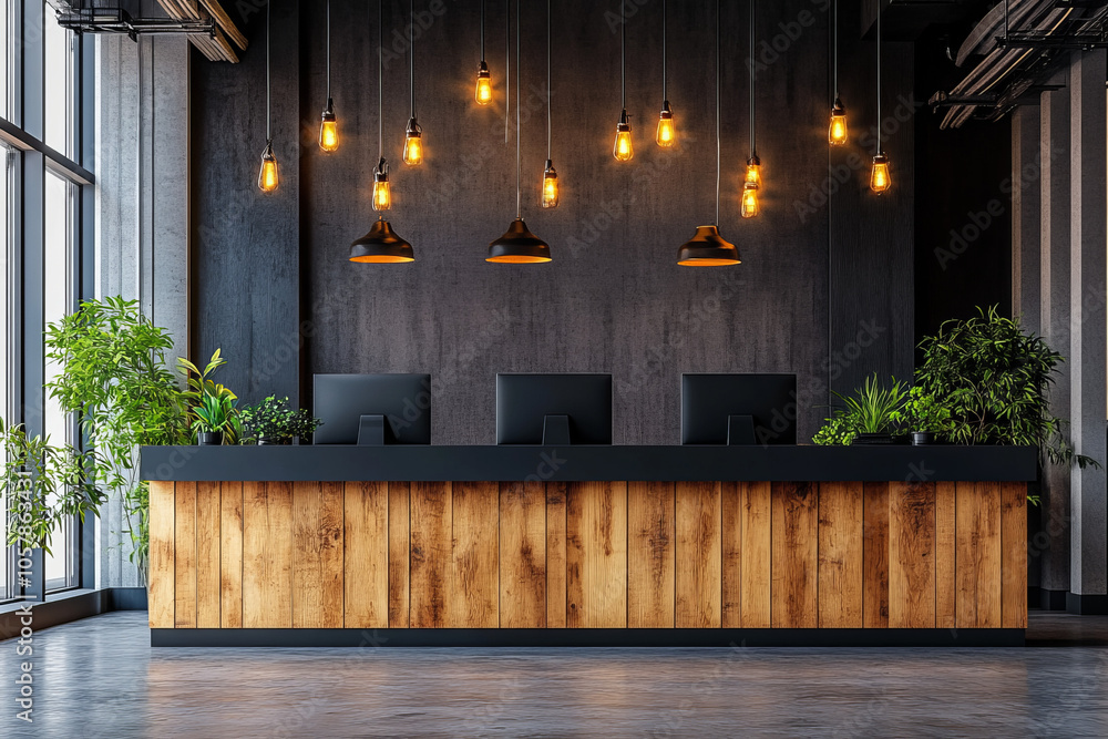 modern and industrial reception desk designs for contemporary office ...