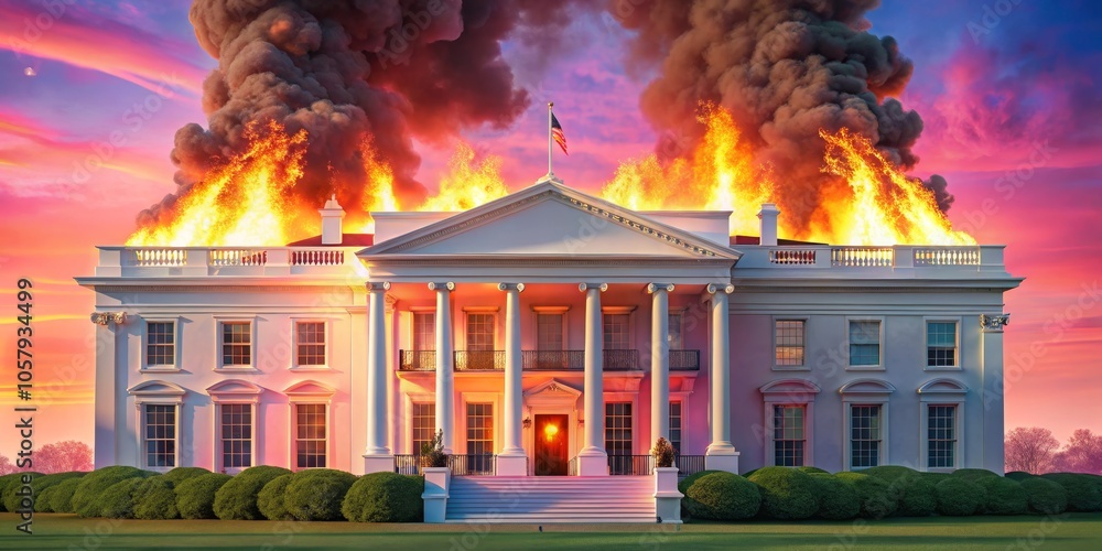 Inferno at The White House Intense Flames Engulfing Iconic Building ...