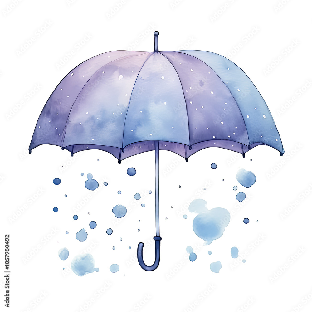 Umbrella clipart, colorful watercolor illustration on transparent ...