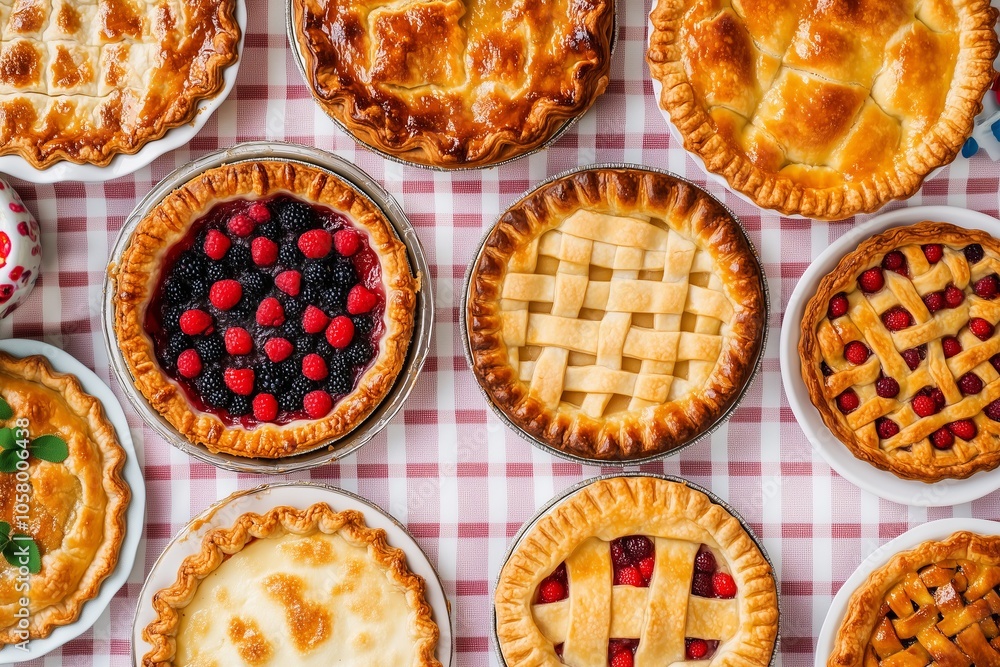 many different traditional pies like apple pie, peach pie, berry pie ...