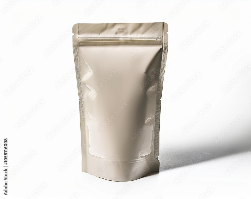 Beige natural color pouch packaging mockup Isolated, Flexible stand-up ...