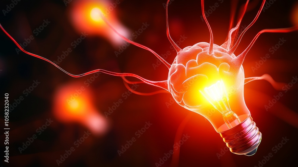 Neurons in disarray within a human brain, light bulb dimming ...