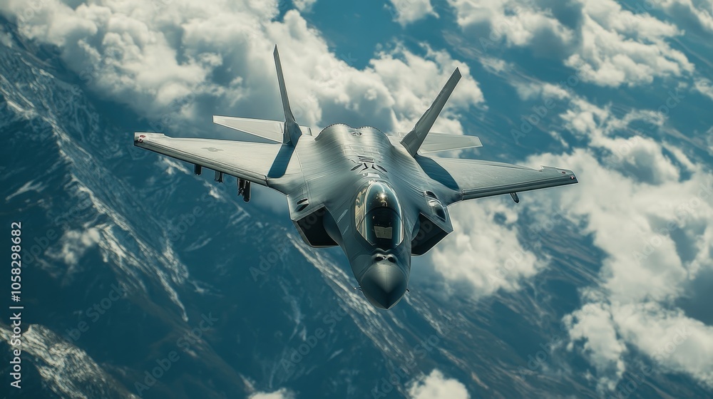 Advanced stealth fifth generation fighter jet soaring through the sky ...