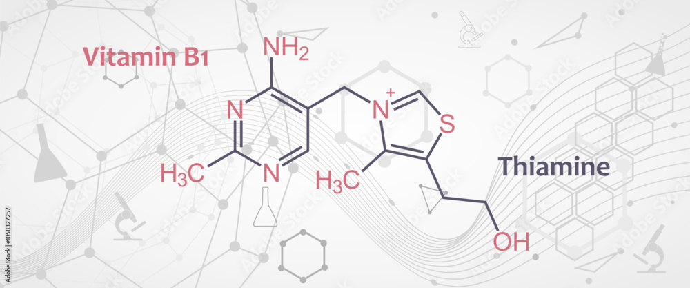 Structure chemical formula of thiamine also known as thiamin and ...