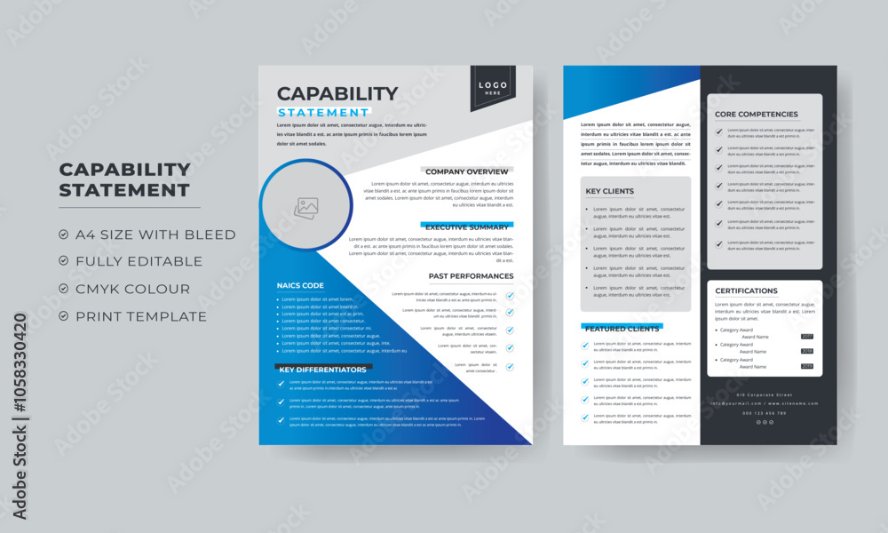 Capability Statement Template Design for Company and statement document ...