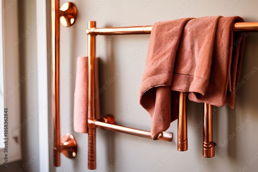 copper pipe towel rack a diy towel rack made from copper pipes m Stock ...