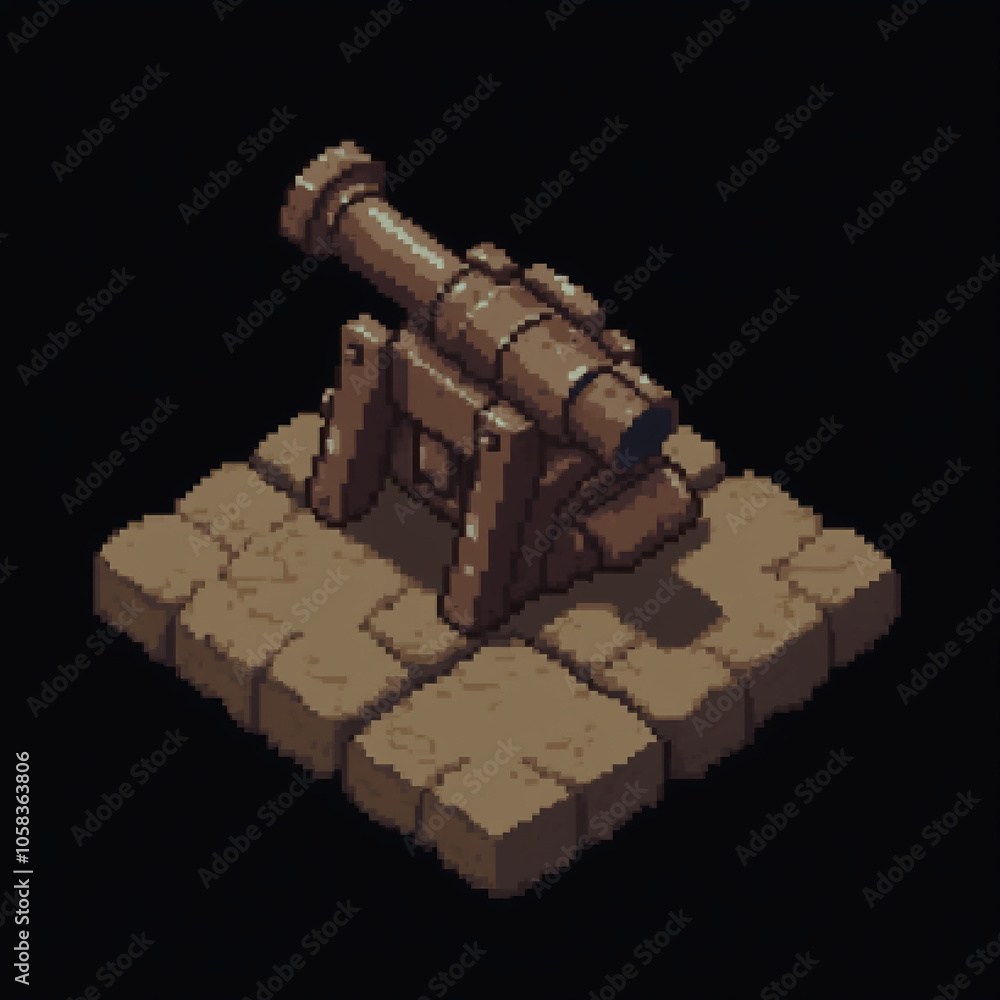 Isometric pixel art medieval catapult Stock Illustration | Adobe Stock
