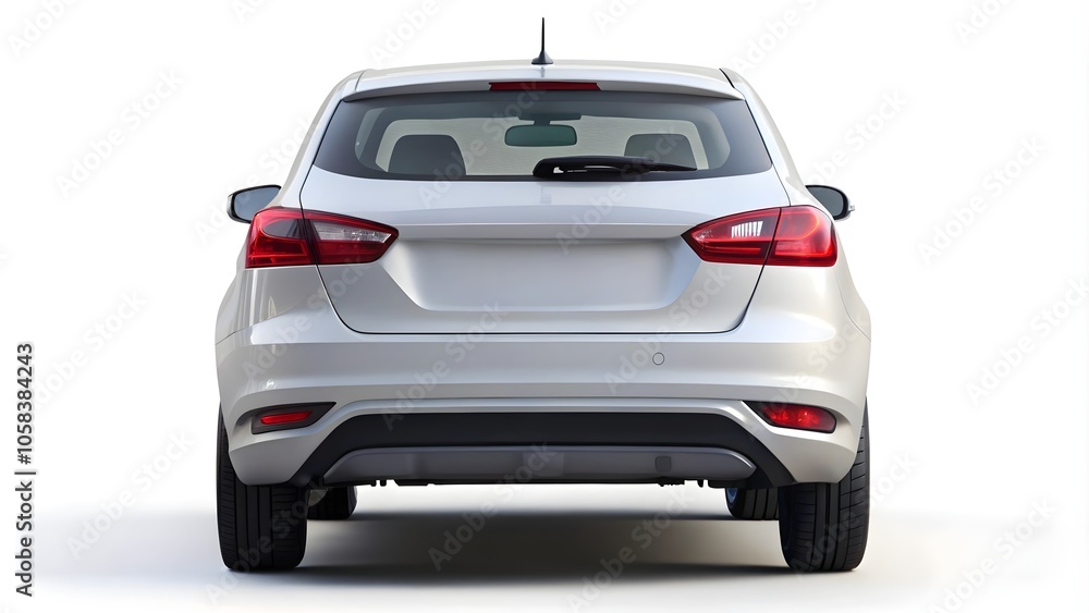 Rear view of modern car on white background, Modern unbranded car back ...