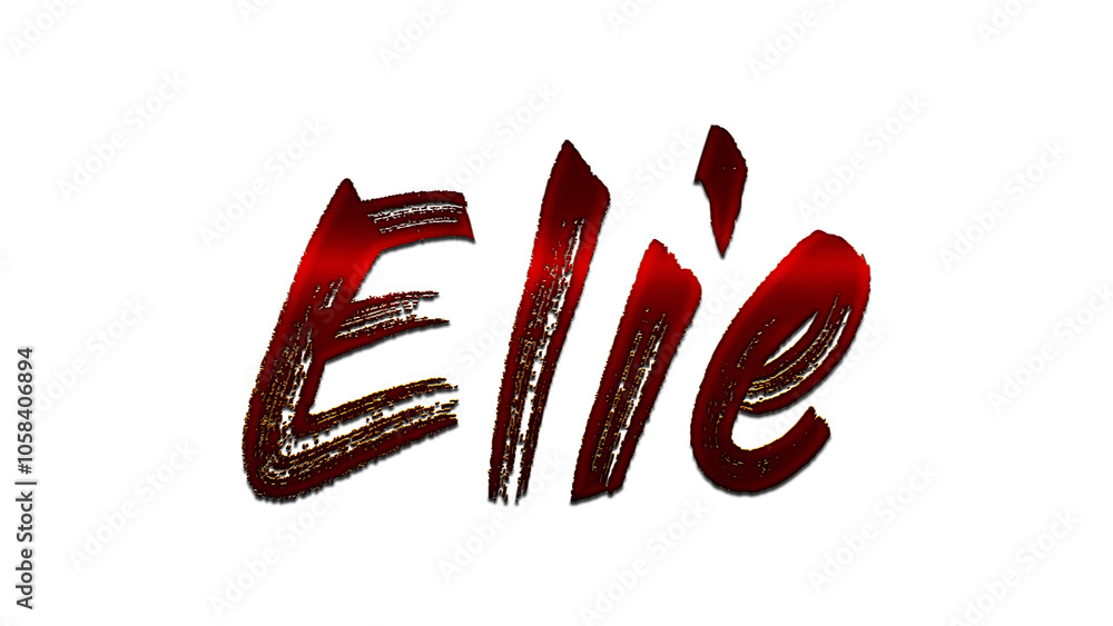 3D blood red design of French name Elie on white background. Stock ...