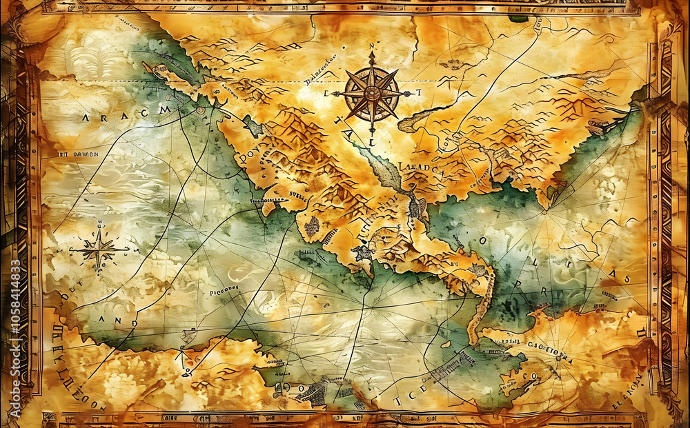 Old vintage fantasy map of the Black Sea, high detail, digital art ...