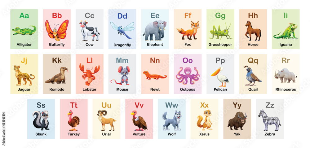 Cute animal alphabet for kids education with A to Z animals like ...