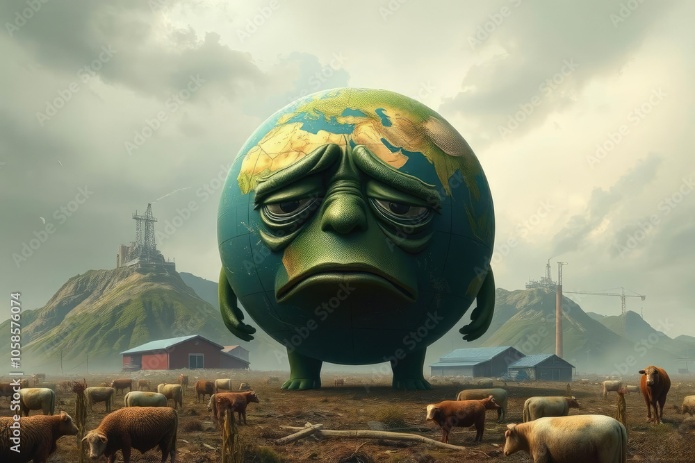 Sad Earth Depleted Landscape Stock Illustration | Adobe Stock
