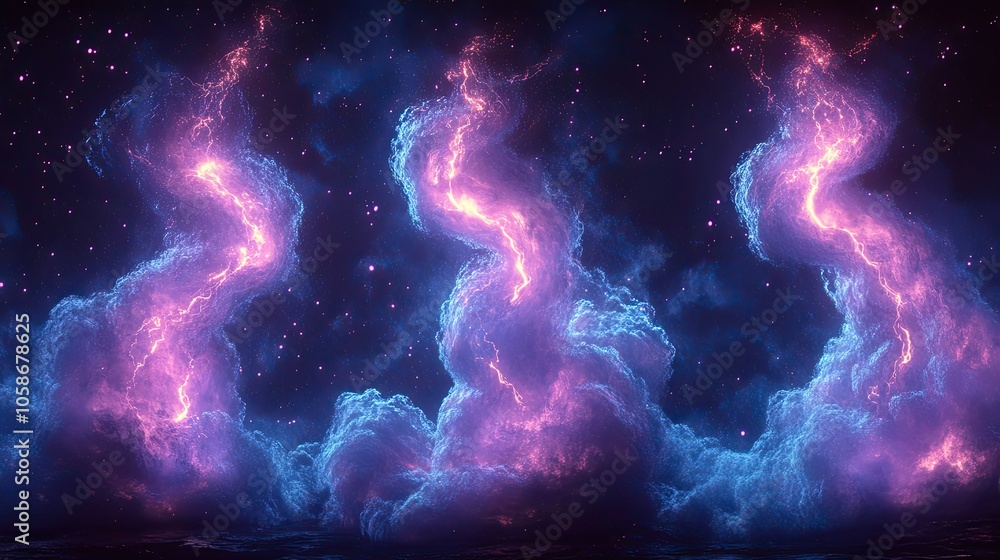 Animated cartoon thunderbolts striking in sequence for visual effects ...