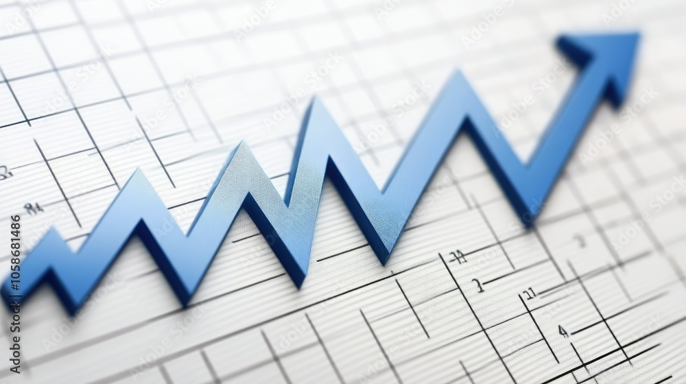 Financial chart with an upward blue arrow, high contrast, depicting a ...