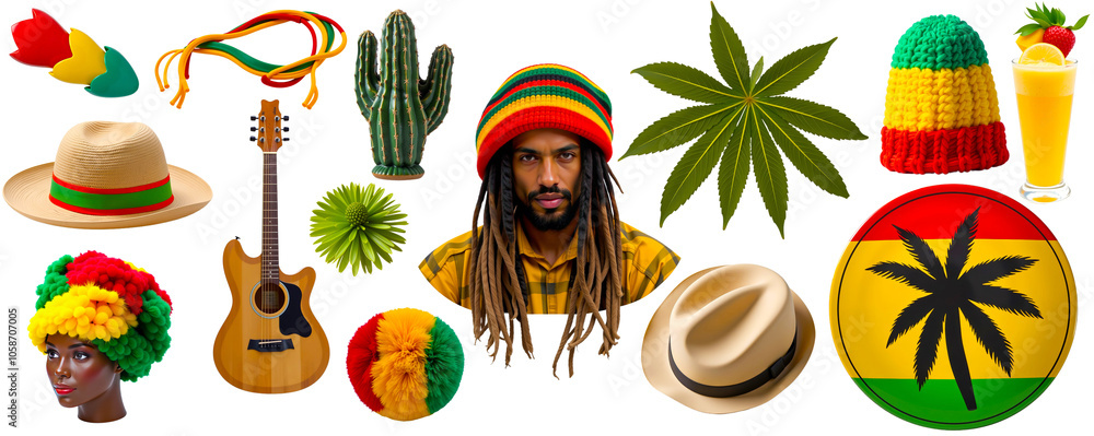 Jamaican Culture Collage: A vibrant collection of iconic symbols ...