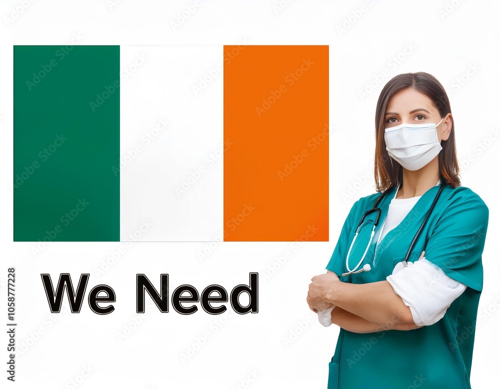 Doctor wearing surgical mask with stethoscope posing with crossed arms ...