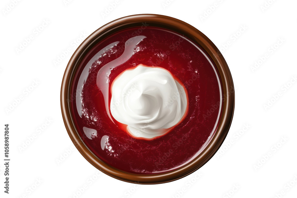 Borscht with dollop of sour cream, PNG isolated on transparent ...