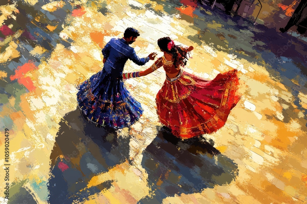 Two individuals dressed in traditional Indian attire, a man and a woman ...