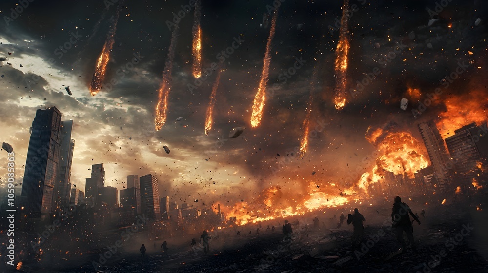 Apocalyptic City Crumbles as Meteors Rain from the Sky Chaos and ...