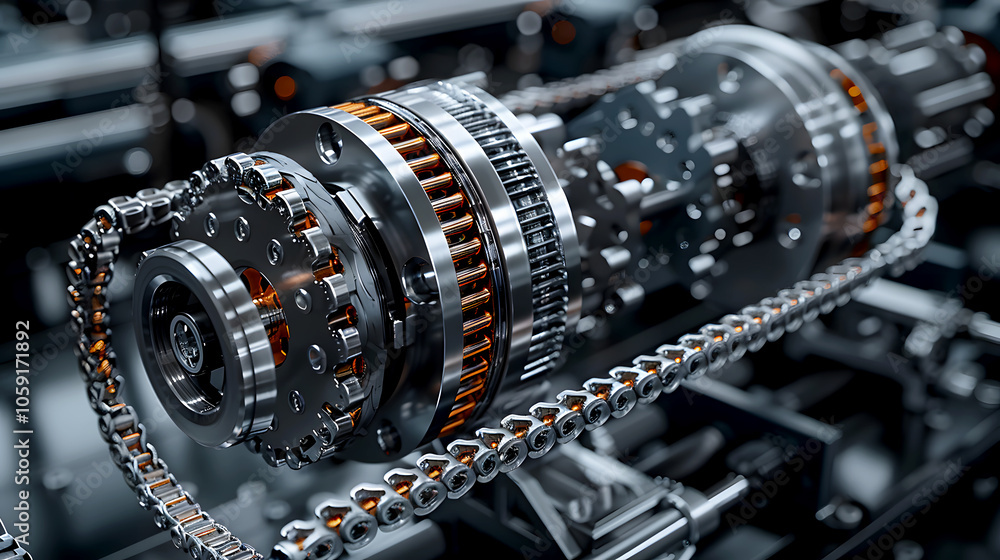 Internal Mechanism of a CVT System with Pulleys and Belt Stock Photo ...