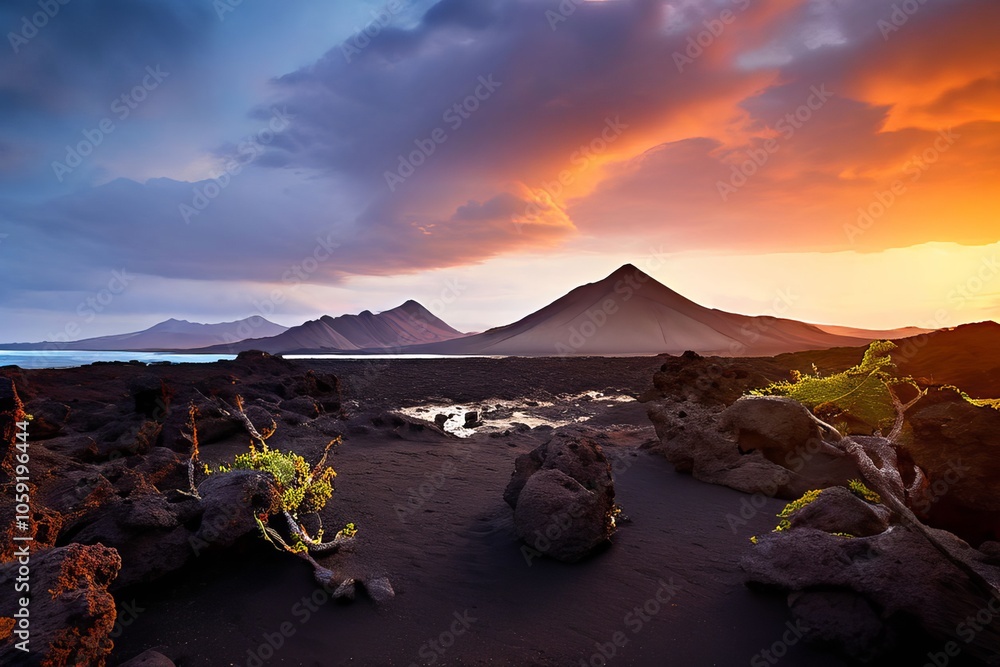 volcanic landscapes in the galapagos the rugged barren landscape Stock ...